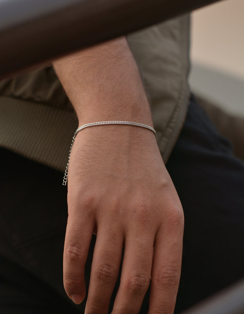 Silver Double Box Chain Bracelet – ICONIC.